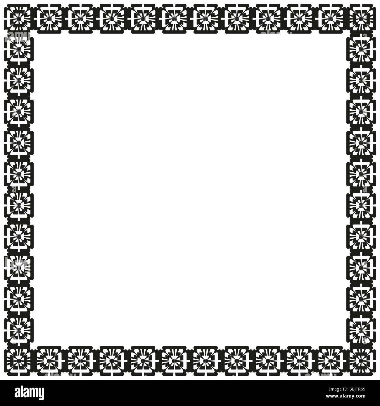 Rosette frame border. Black white design. Ornamental circular element ...