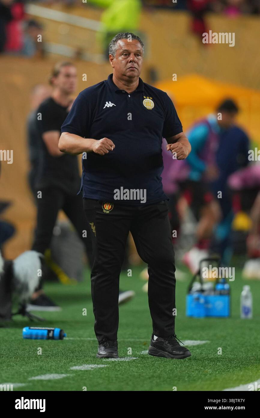 Esperance de Tunis manager Maher Kanzari reacts during the Club World ...