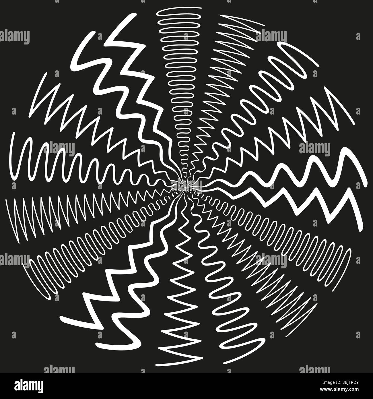 Wavy disc form. Hypnotic round icon. Zigzag motion shape. Vector black ...