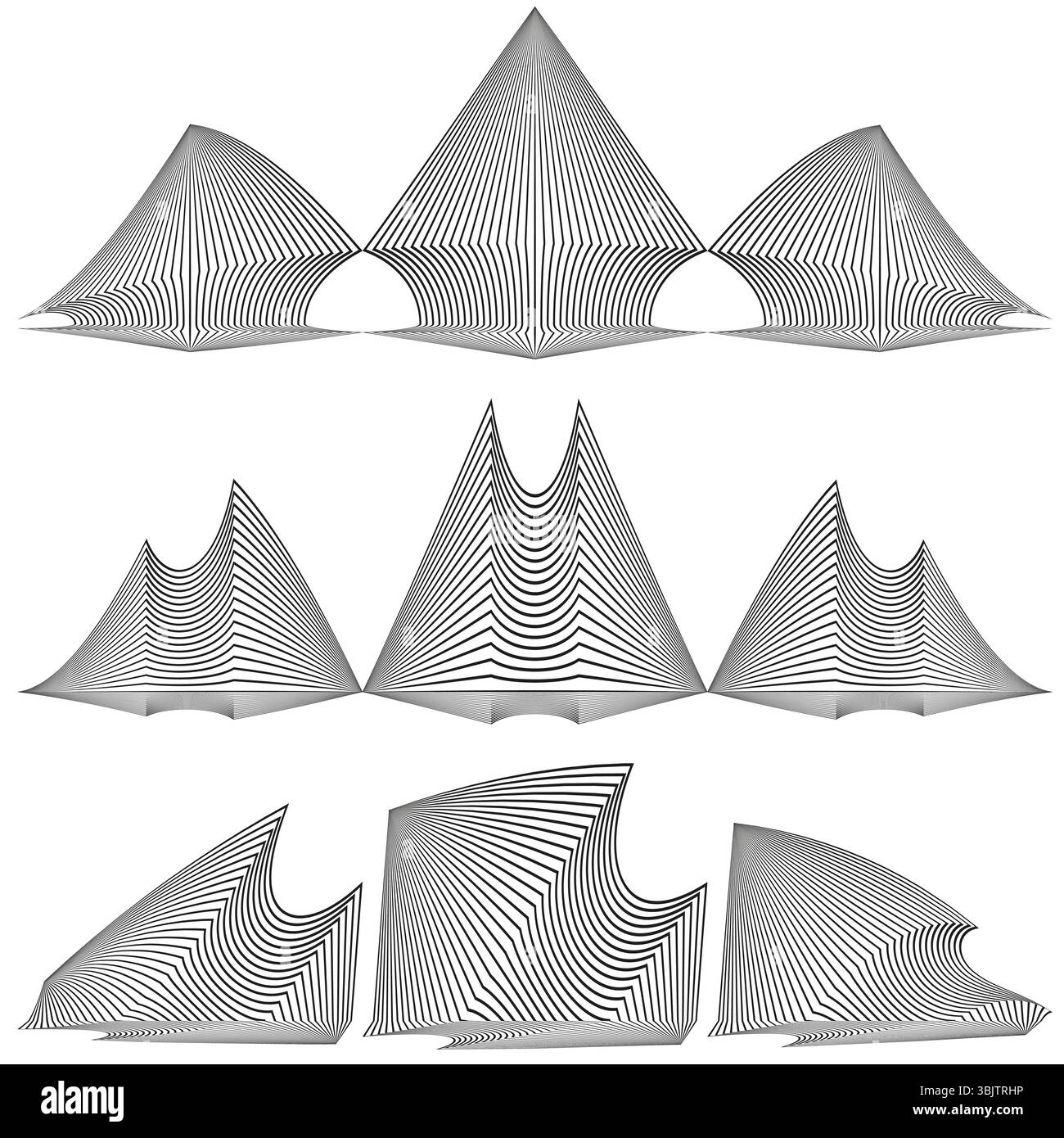 Mountain range silhouette. Triangular peak shapes. Vector landscape ...