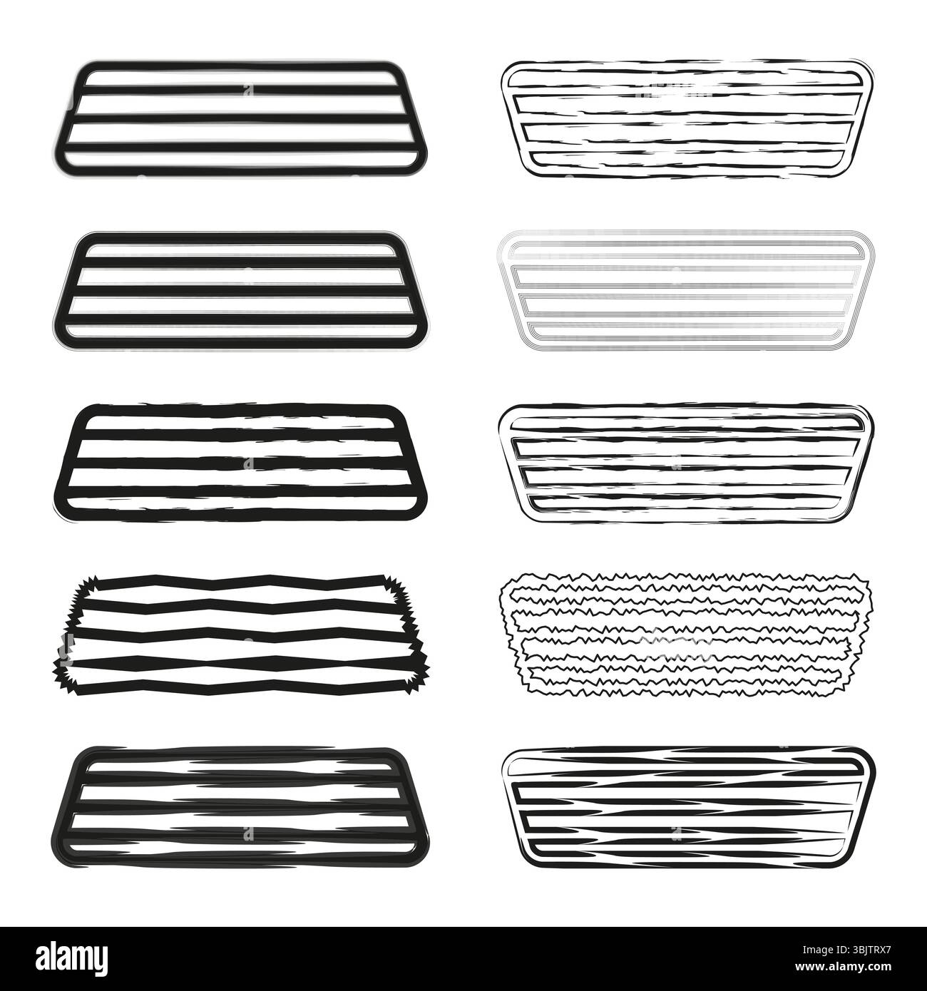 Wavy rectangle icon. Striped shape vector. Abstract contour form. Black ...