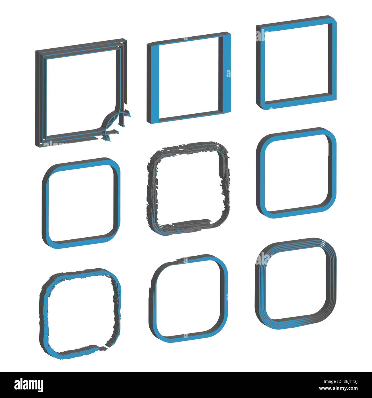 Square icon collection. Rounded corner symbols. Vector interface ...