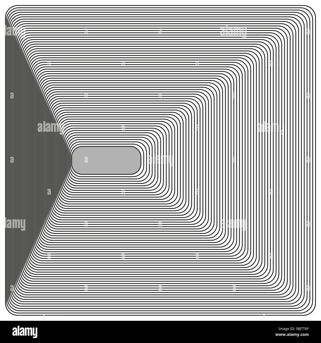 Square tunnel form. Optical illusion shape. Monochrome contour vector ...
