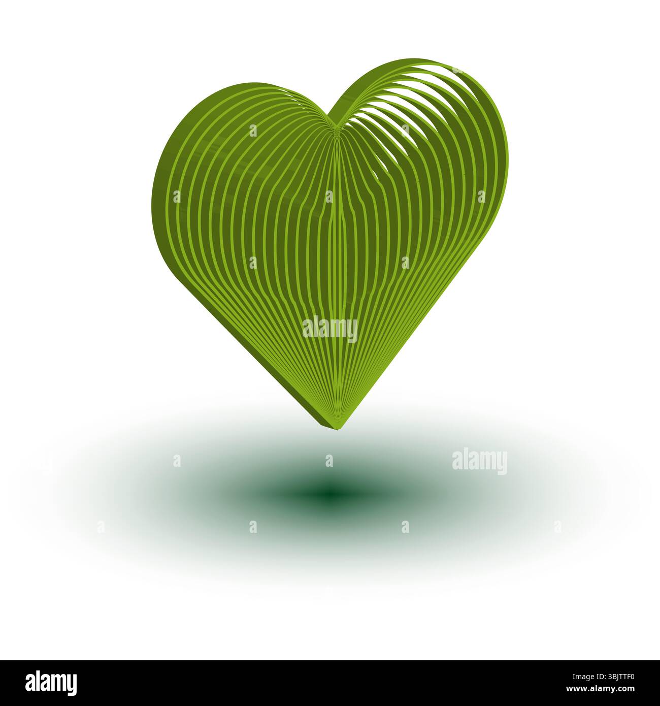 Green heart icon. 3D romantic shape. Organic vector symbol. Smooth love ...