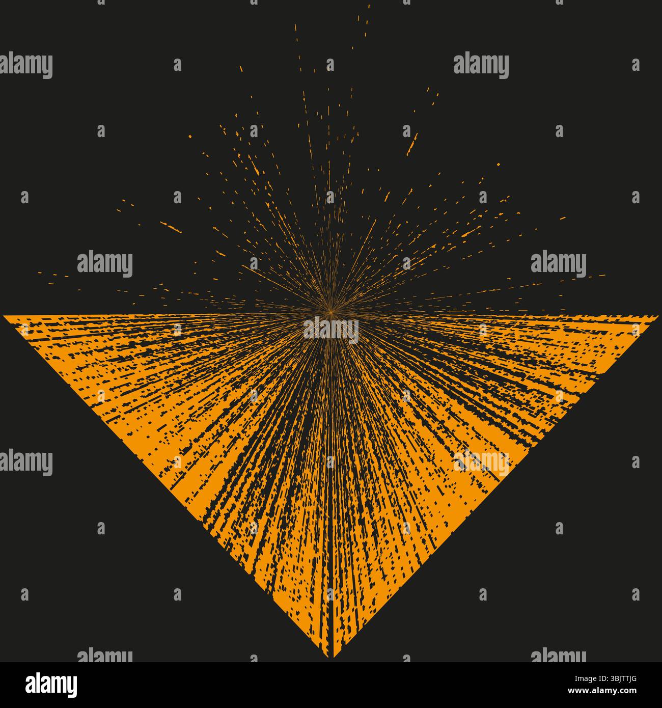 Triangular ray formation. Abstract Vector shape. Golden light streams ...