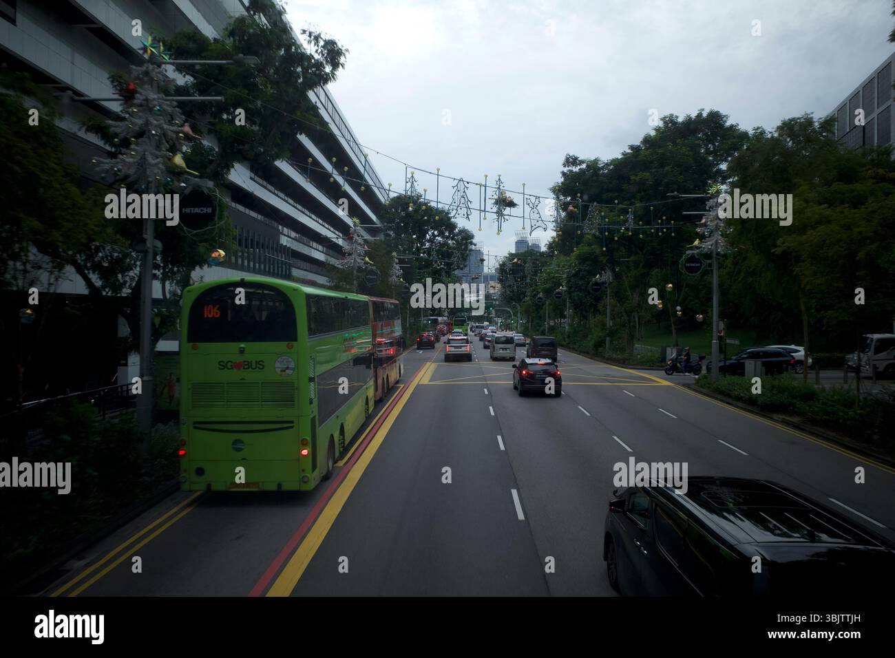Singapore - November 29, 2024: A SG Bus, an environmentally friendly ...
