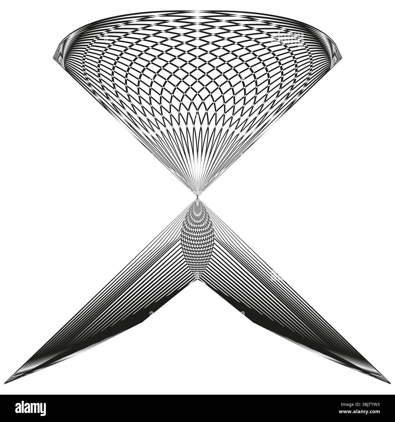 Hourglass icon shape. Curved abstract funnel. Vector line symmetry ...