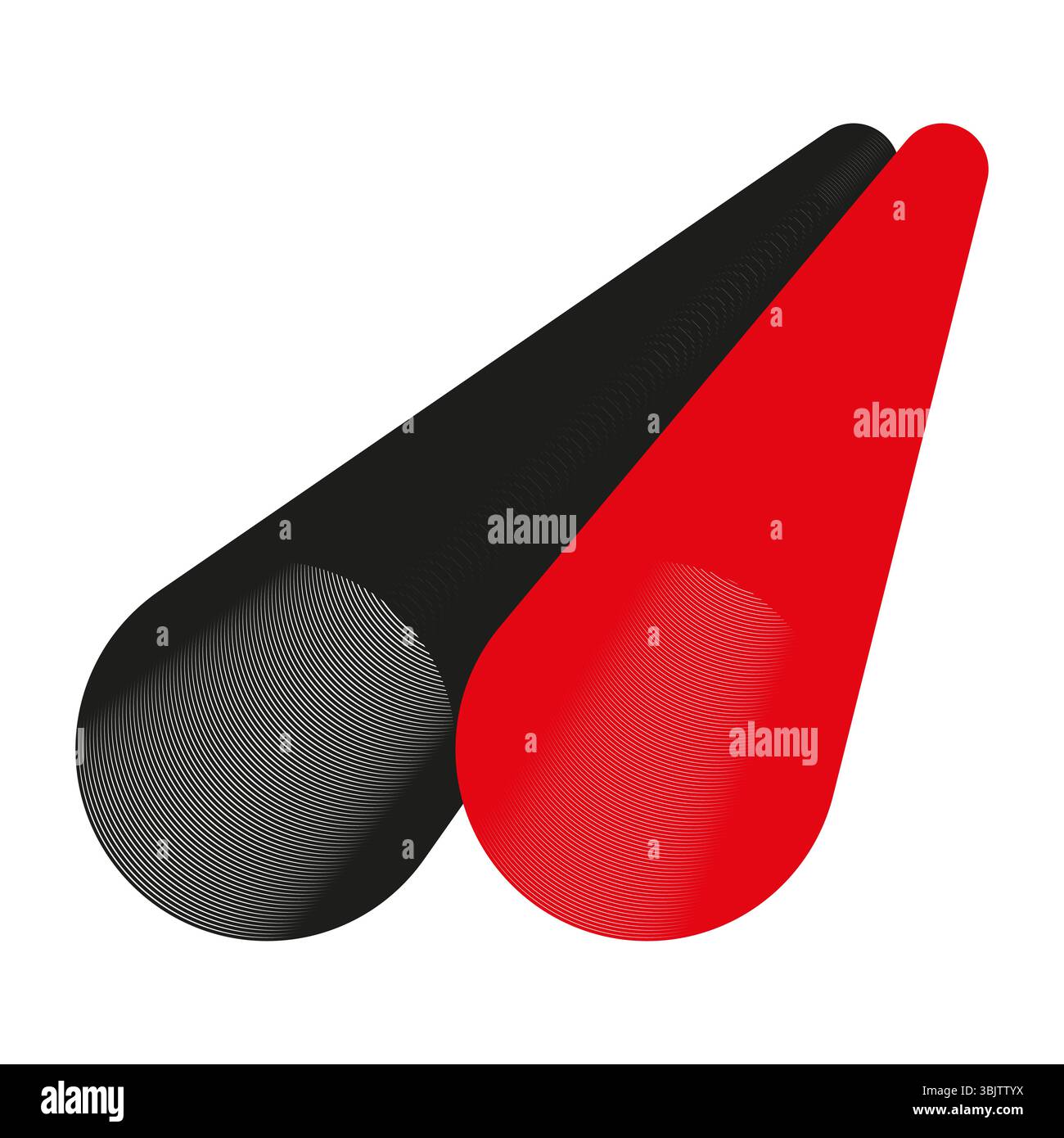 Black red cones. Round cylinder forms. Optical vector shape. Dynamic ...