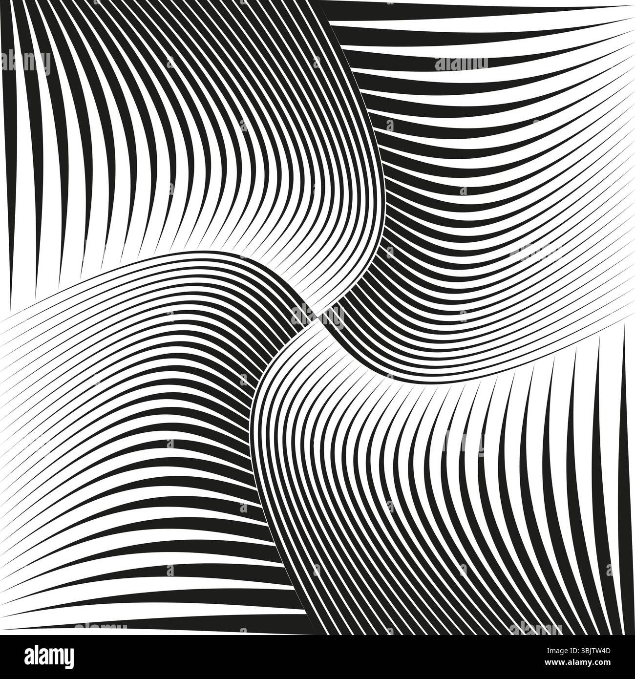 Wavy stripe illusion. Abstract bending lines. Vector optical depth ...