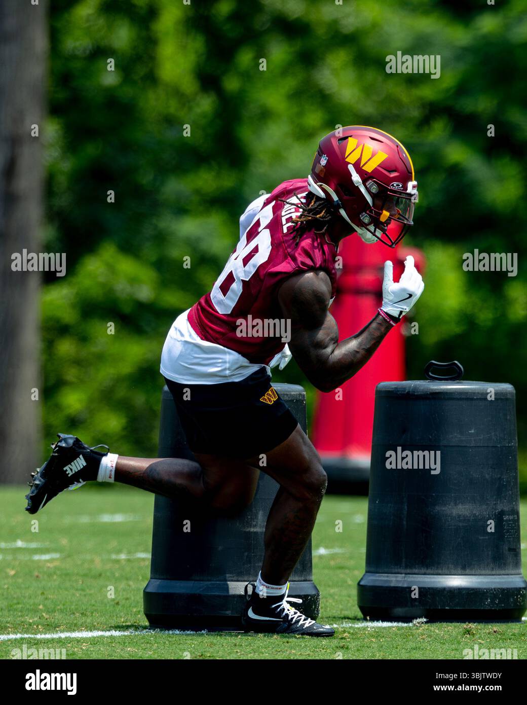 Washington Commanders linebacker Jordan Magee (58) during drills in the ...