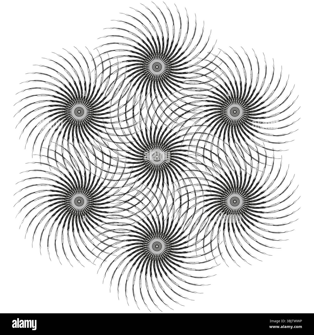 Radial burst pattern. Sunburst optical illusion. Vector radiating lines. Hypnotic spiral design ...
