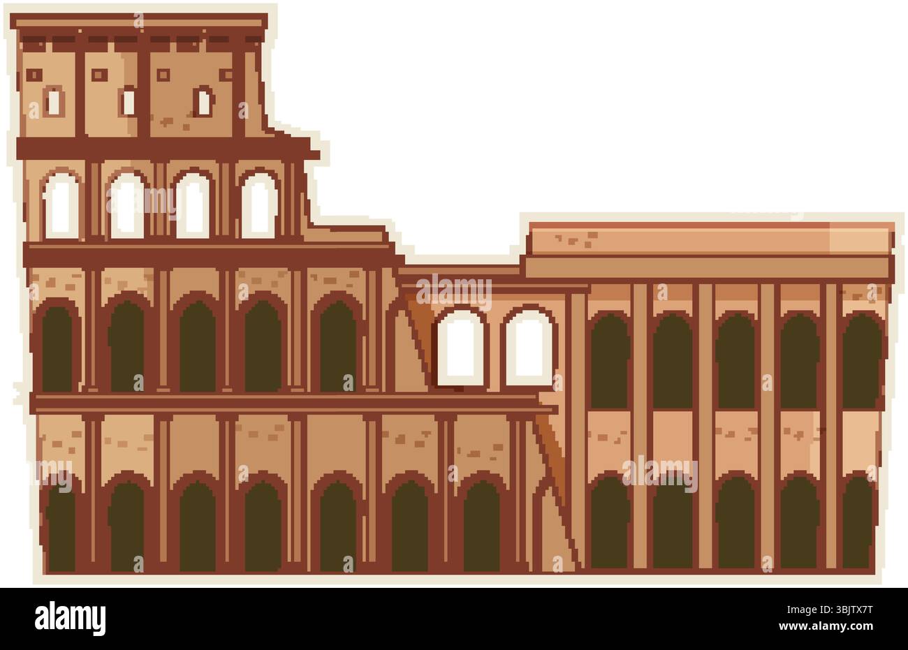 Stylized vector illustration of the Colosseum using warm earth tones ...