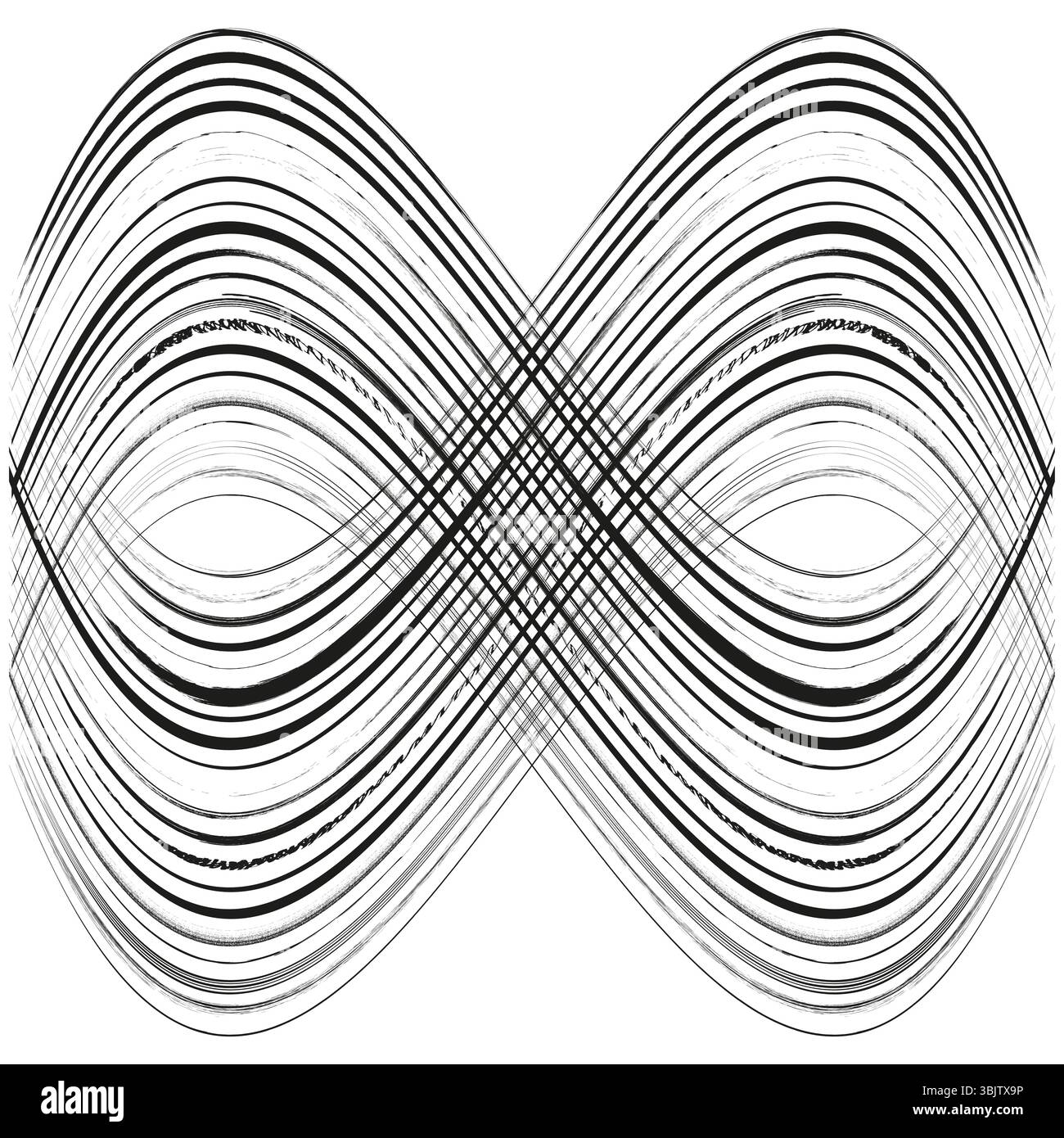 Wavy line pattern. Abstract curve symbol. Monochrome spiral vector ...