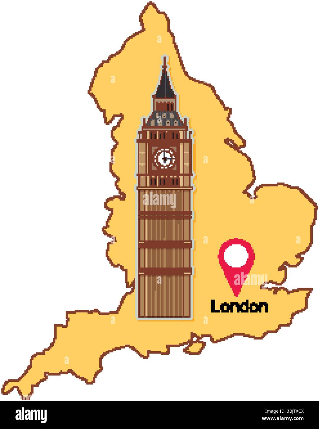 Vector illustration of England's map highlighting a famous London ...
