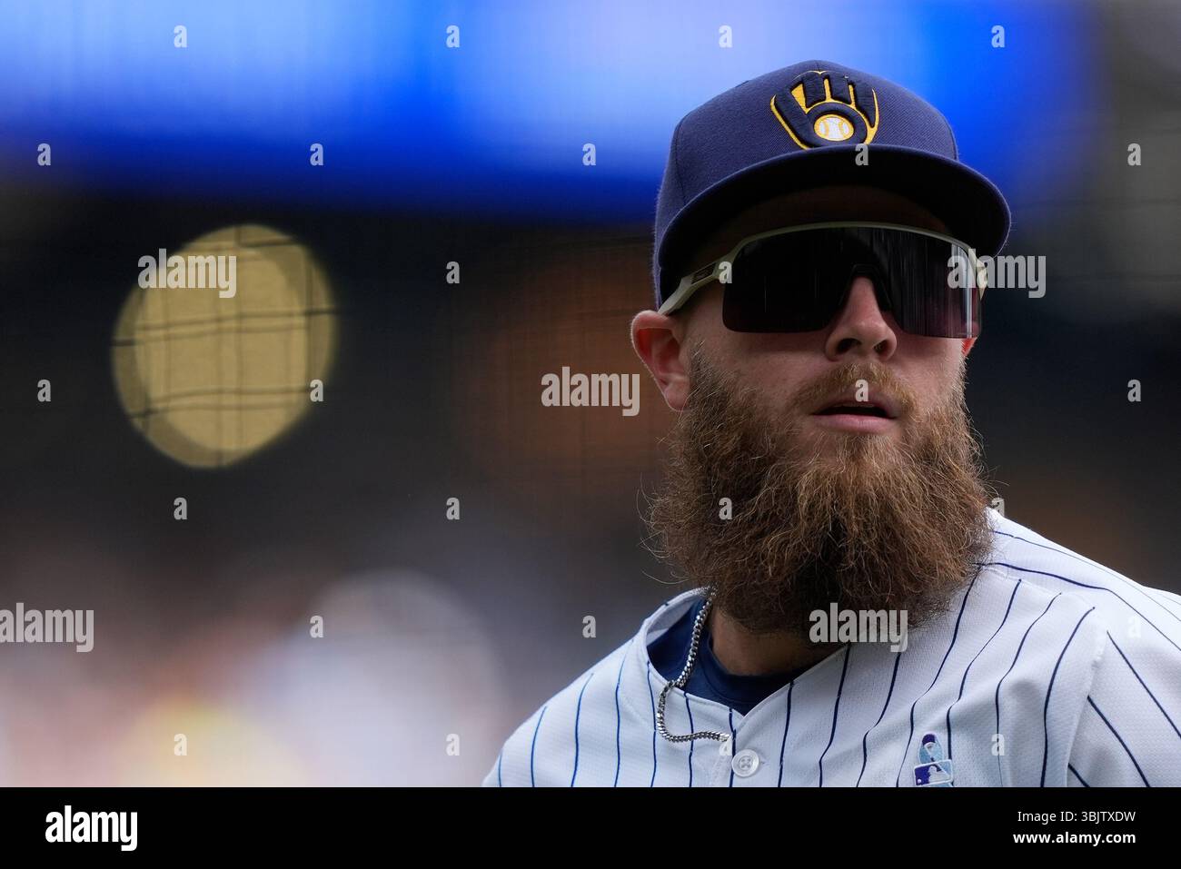 Milwaukee Brewers' Drew Avans looks on during a baseball game against ...