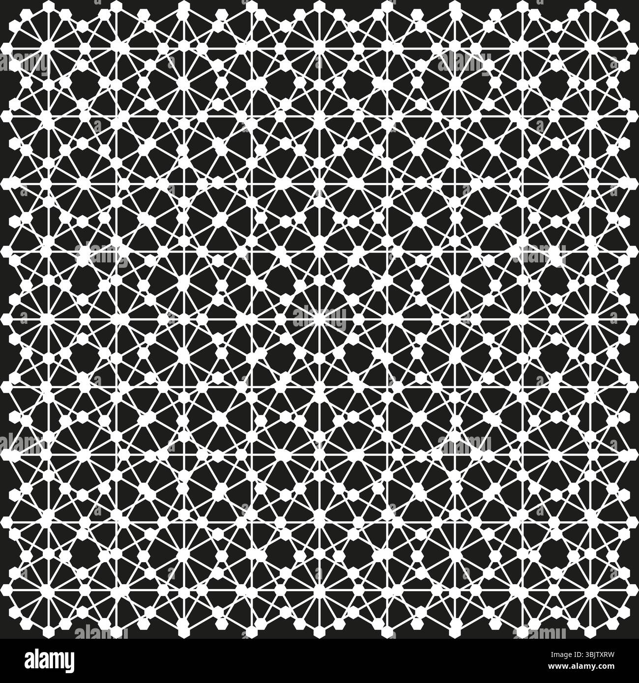 Ornamental star pattern. Decorative tile grid. Black and white symmetry ...
