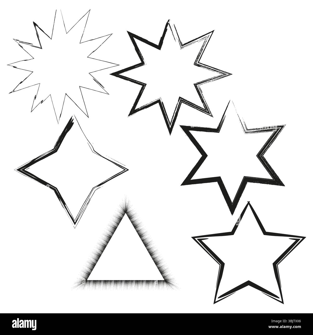 Star burst shapes. Triangle outline forms. Vector geometric collection ...