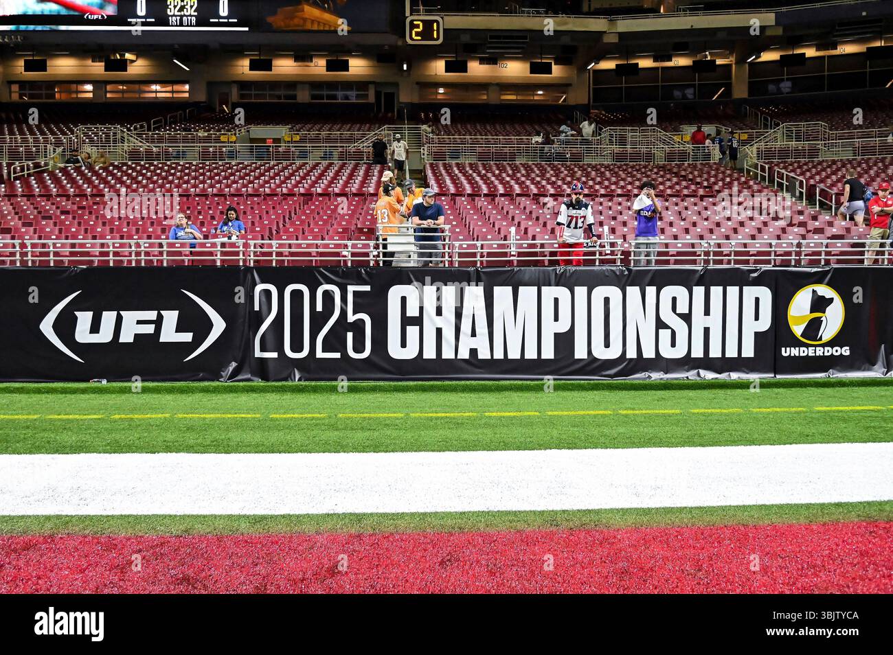 ST. LOUIS, MO - JUNE 14: A banner for the championship hangs on the ...