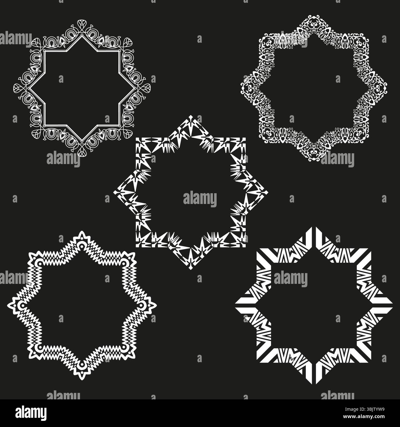 Ornate star icon. Decorative shape vector. Hollow symmetrical form ...