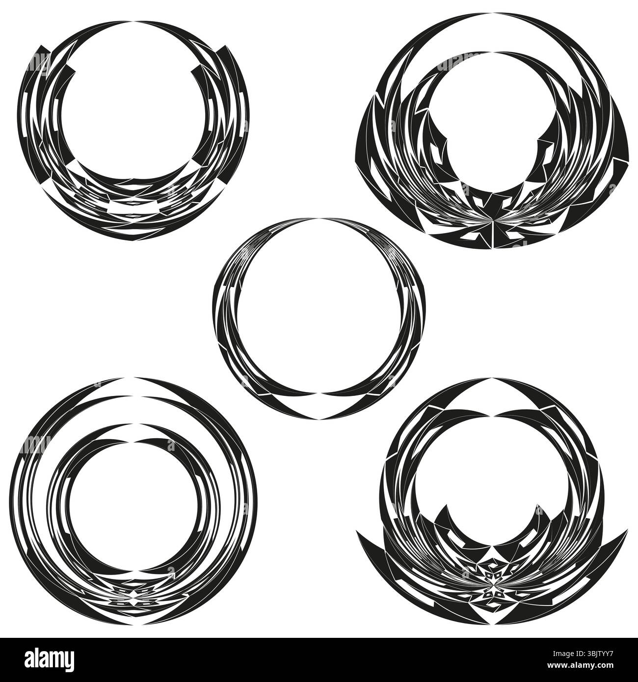 Brush circle icons. Grunge ring symbols. Hand drawn loops. Vector ...