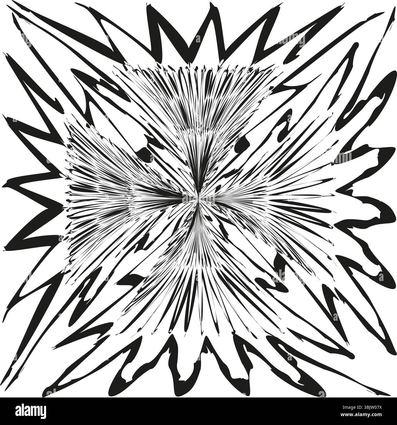 Double star symbol. Radiating vector burst. Abstract sharp shape. Black ...
