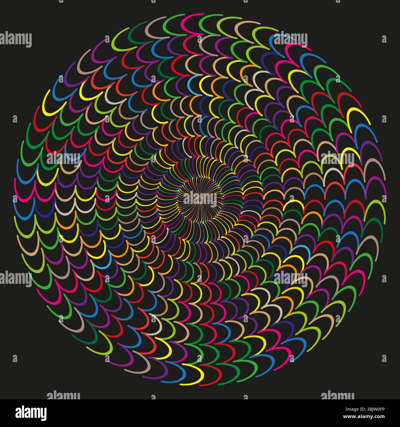 Color spiral pattern. Rainbow swirl shape. Dark background vector. Abstract vortex icon Stock ...