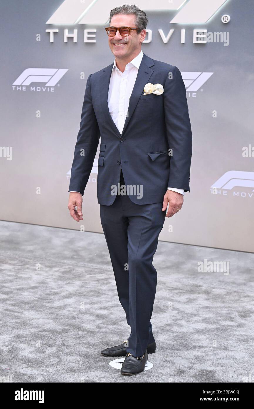 Jon Hamm walking on the red carpet during “F1: The Movie” New York ...