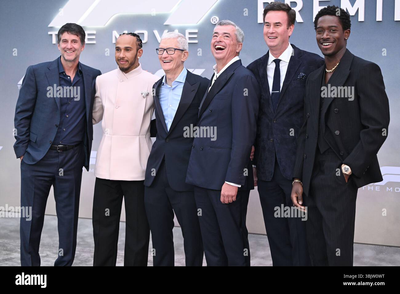 New York, USA. 16th June, 2025. Jamie Erlicht, Lewis Hamilton, Tim Cook ...