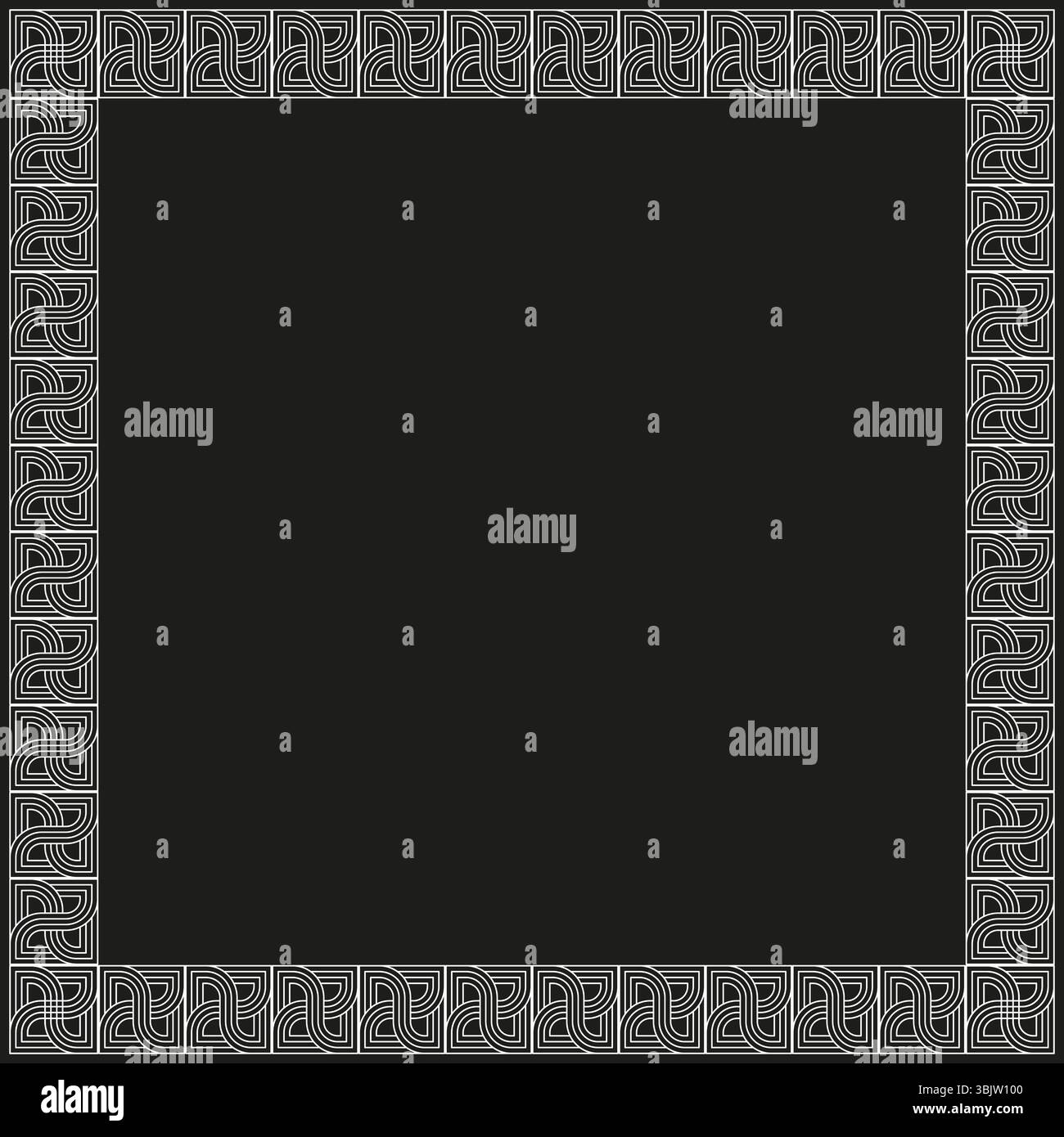 Decorative border frame. Pattern square design. Vector black background ...
