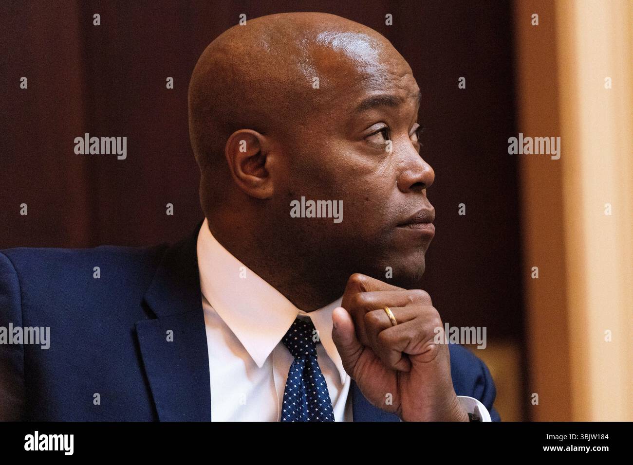 FILE - Sen. Aaron Rouse, D-Virginia Beach, sits at his desk on the ...