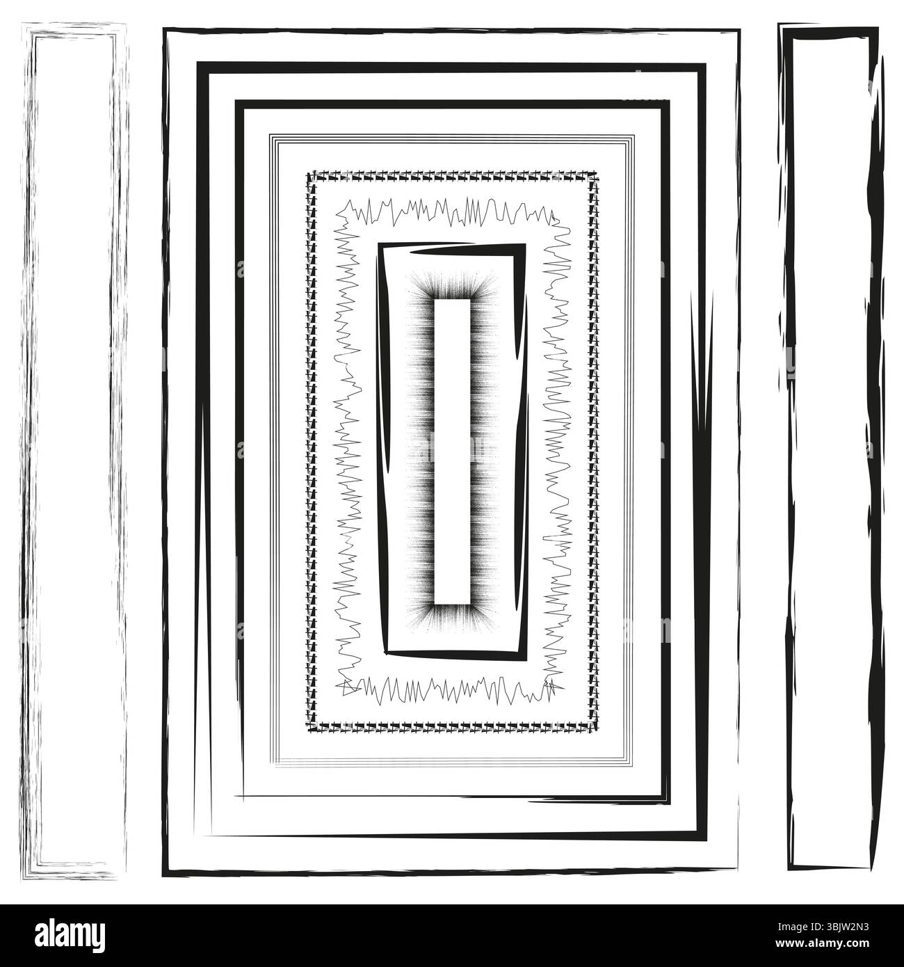 Layered rectangle frame. Geometric border pattern. Linear maze ...