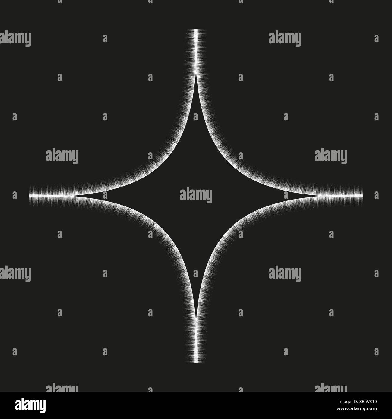 Symmetric star curve. Glowing white figure. Dark background vector ...