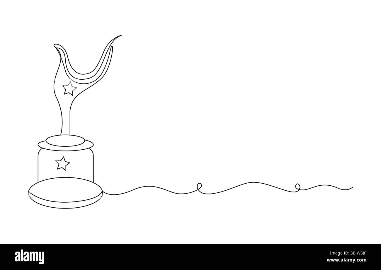 Elegant Trophy Single Line Art Illustration, Line Art Trophy for ...
