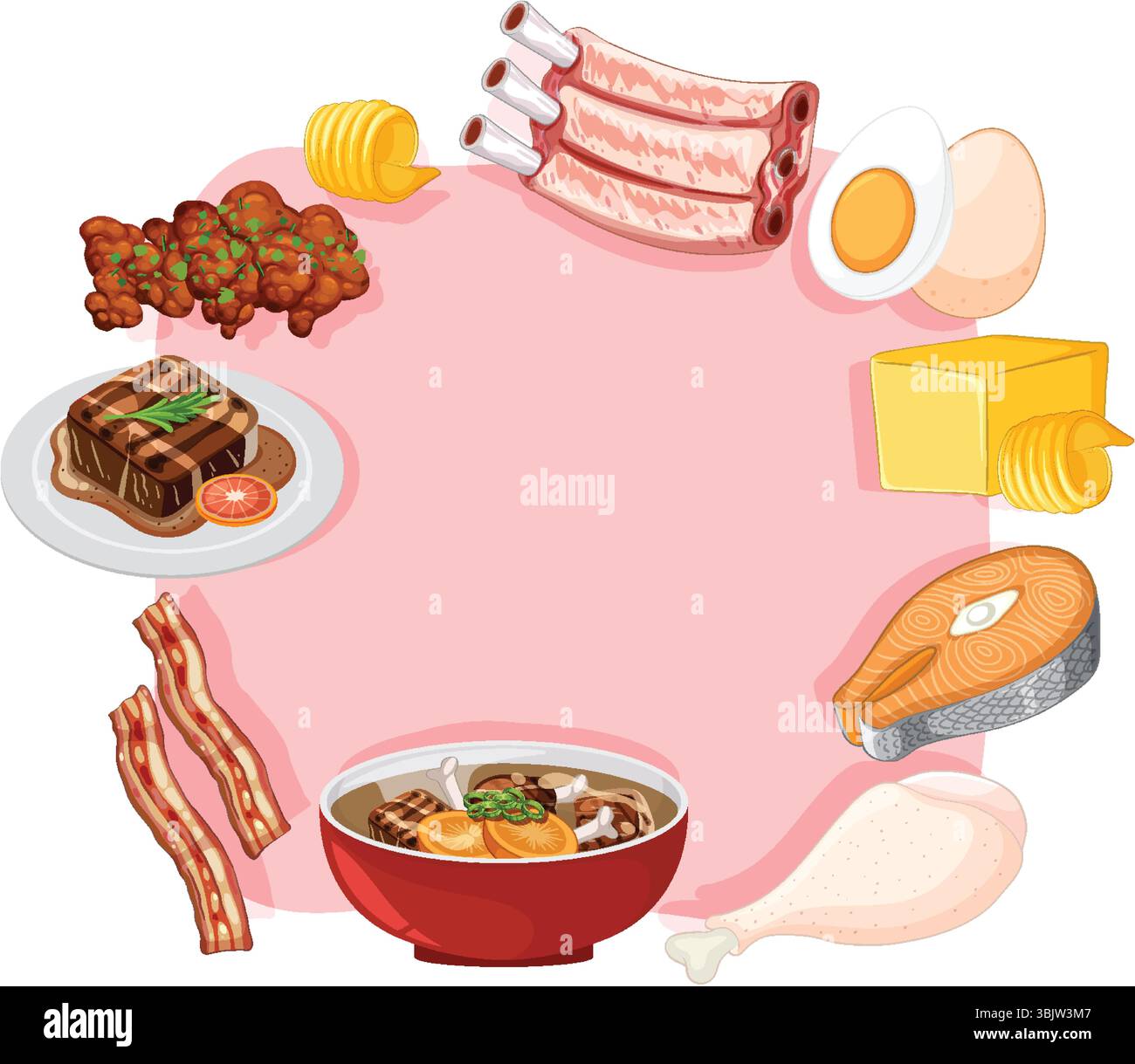 Colorful vector illustration highlighting various protein-rich foods in ...
