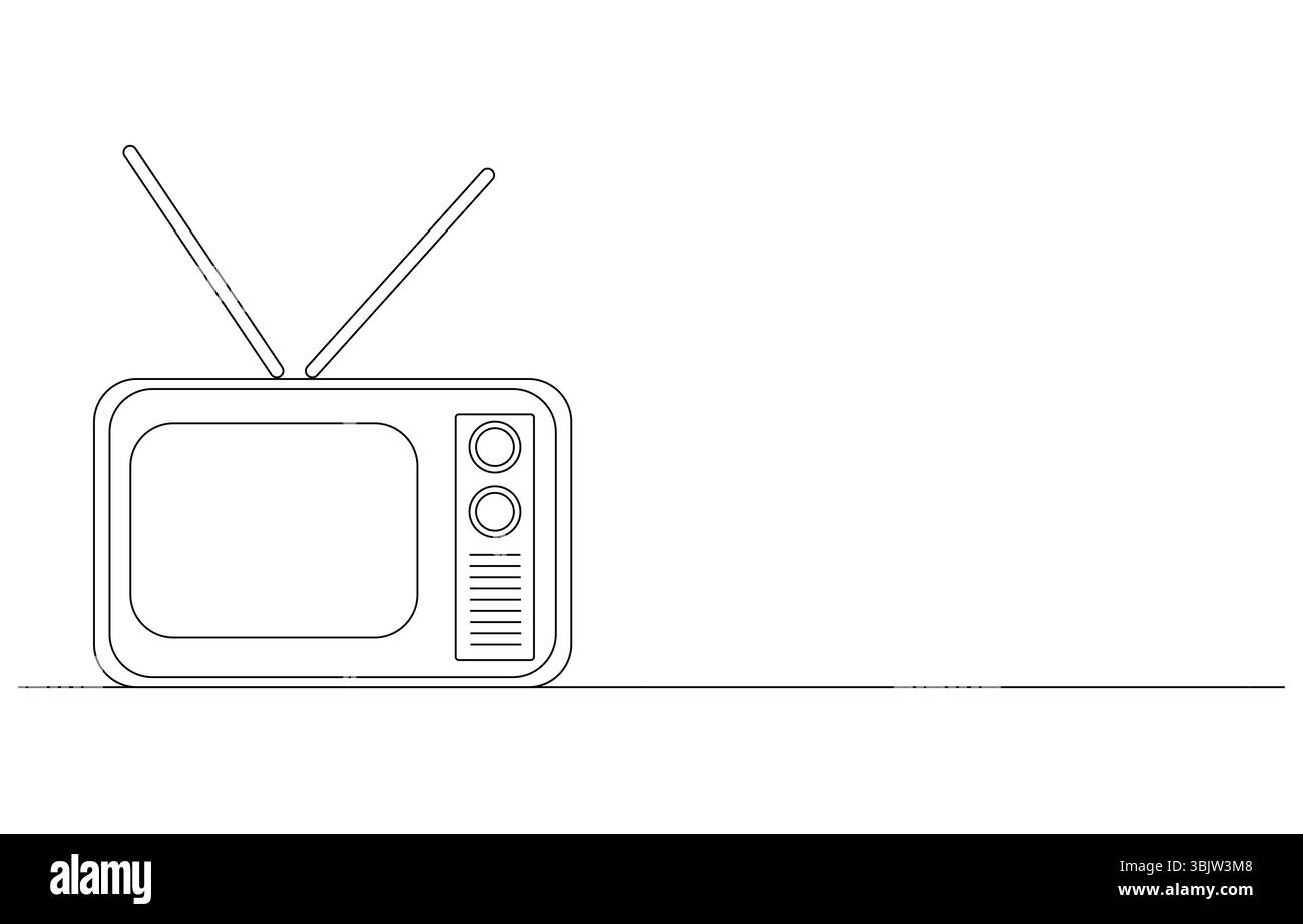 Line drawing of a retro television with antenna Stock Vector Image ...