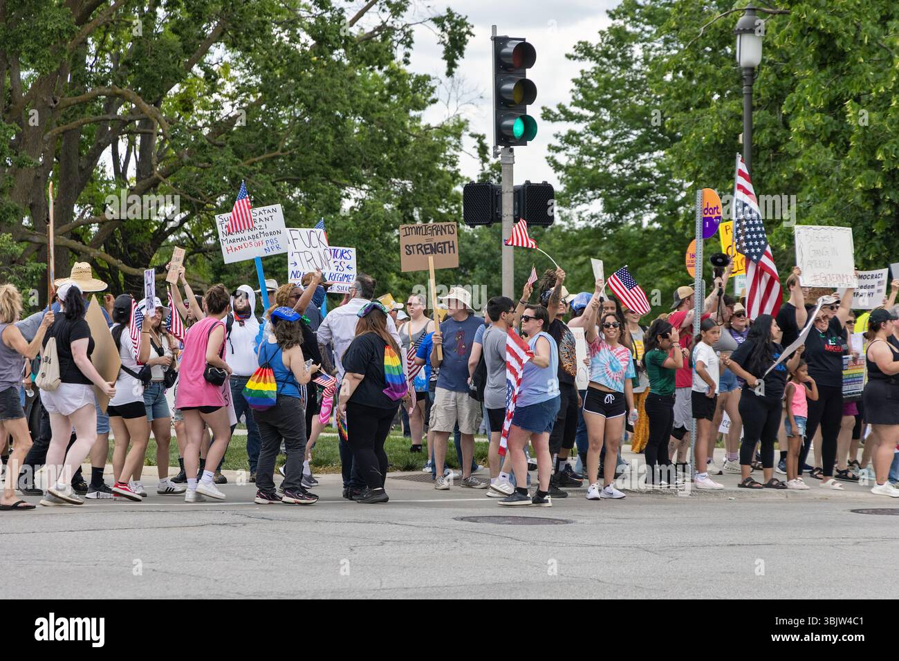 Thousands of people held a “No Kings” rally at the state capitol in Des ...