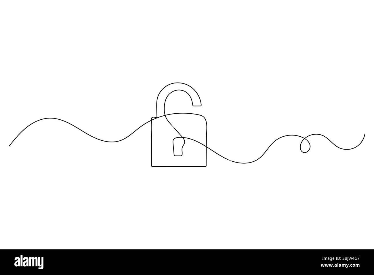 Lock icon continuous one line drawing outline vector illustration Stock ...