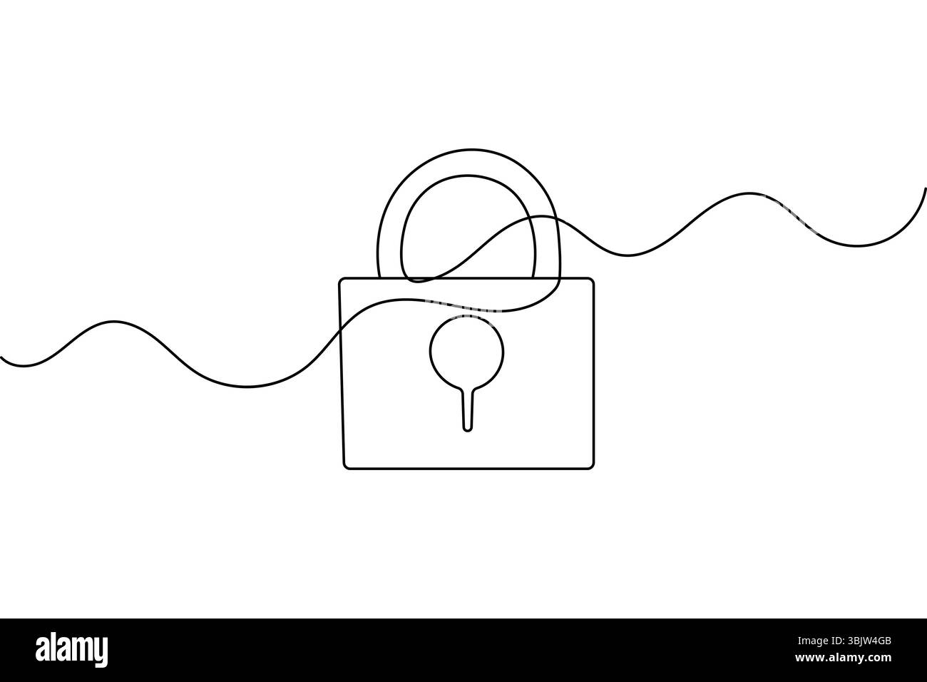 Lock icon continuous one line drawing outline vector illustration Stock ...