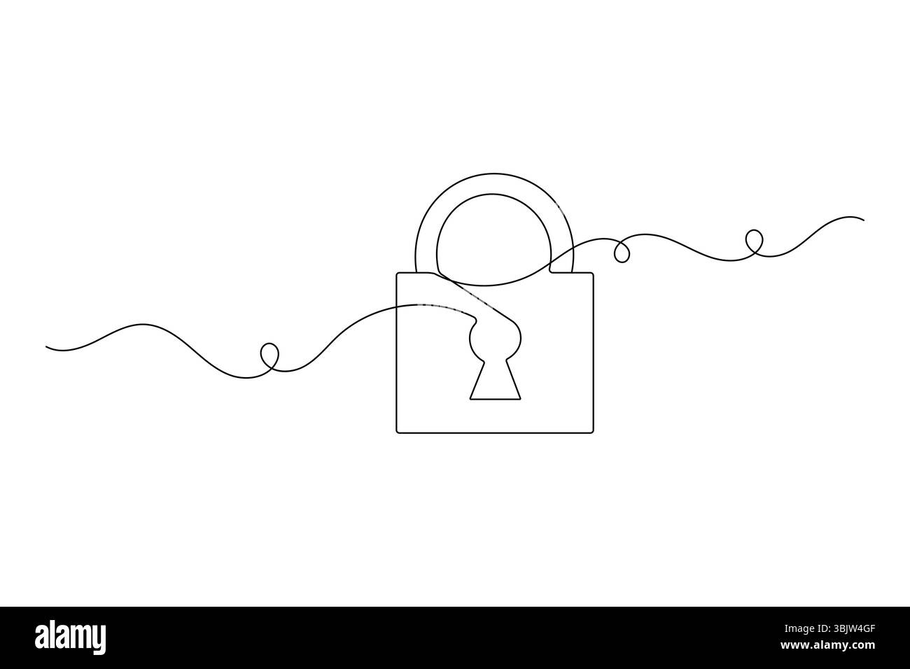 Lock icon continuous one Cut Out Stock Images & Pictures - Alamy