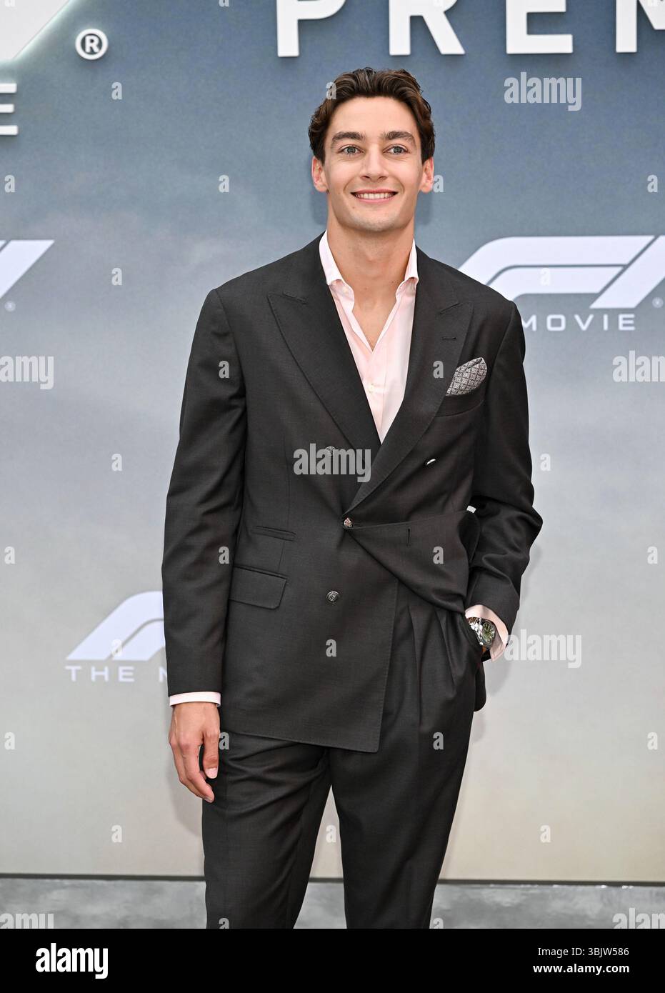 British Formula One driver George Russell attends the world premiere of ...