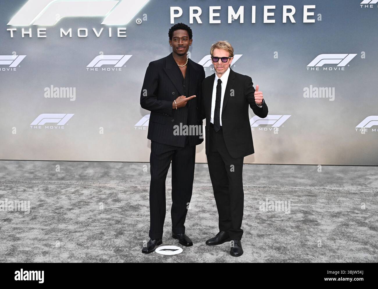 Damson Idris, left, and Jerry Bruckheimer attend the world premiere of ...
