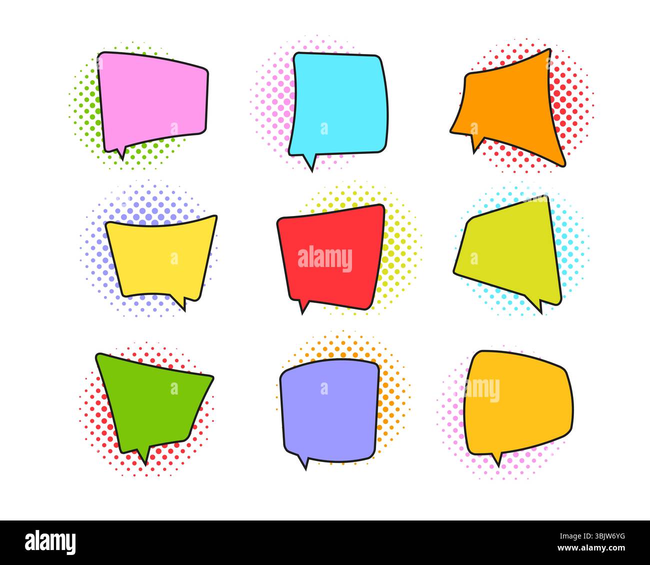 Retro speech bubbles collection with halftone shadows Stock Vector ...