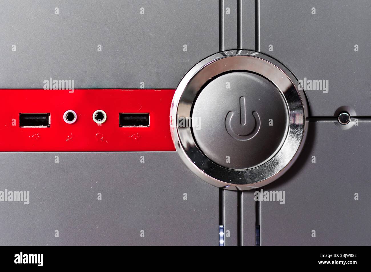 Big power button with audio and usb input Stock Photo - Alamy