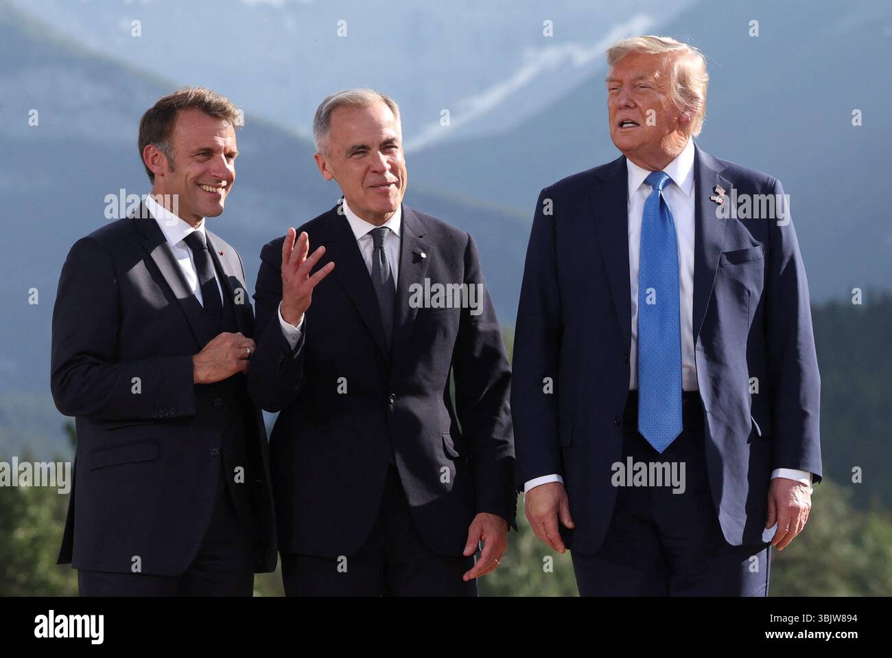 French President Emmanuel Macron, Canada's Prime Minister Mark Carney ...