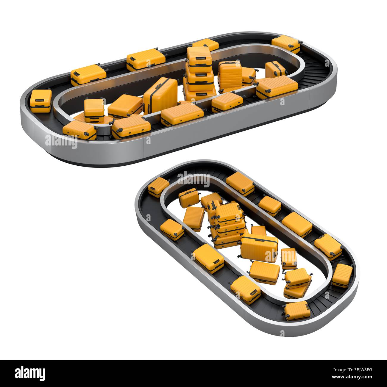 Set of Airport luggage conveyor belt or baggage claim area with ...