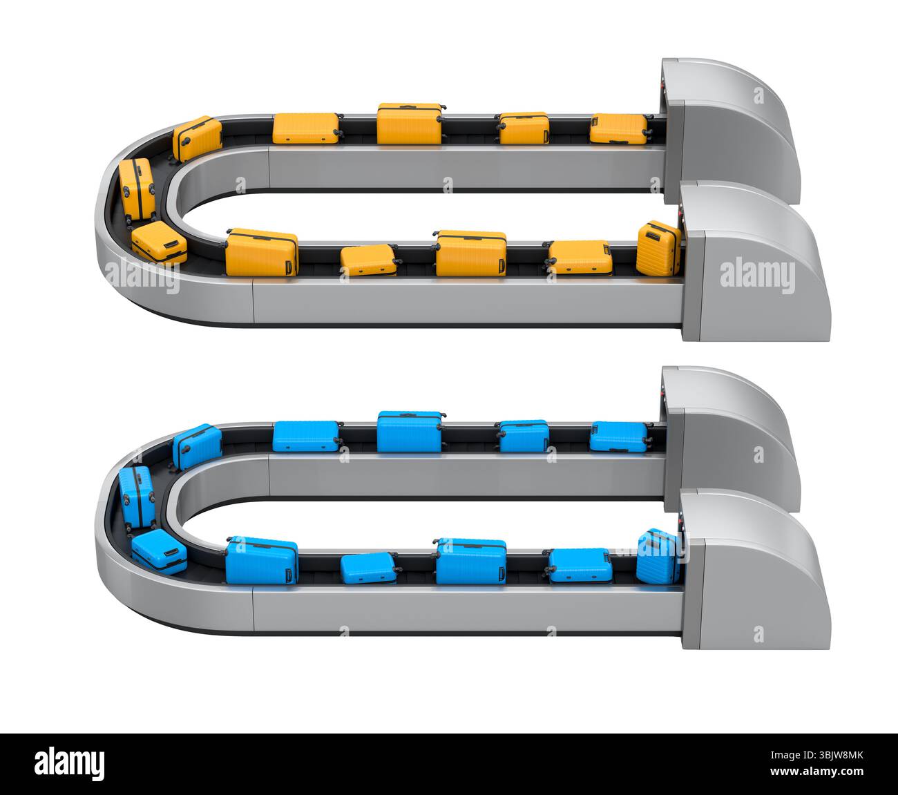 Set of Airport luggage conveyor belt or baggage claim area with ...