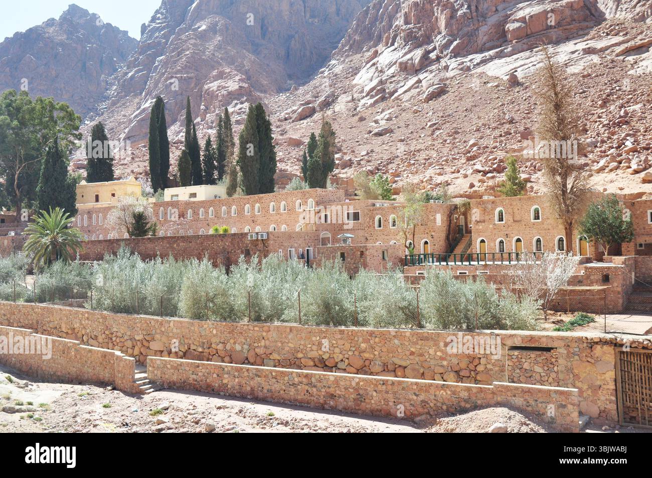 Mountain desert cloister landscape. Saint Catherine's Monastery in ...