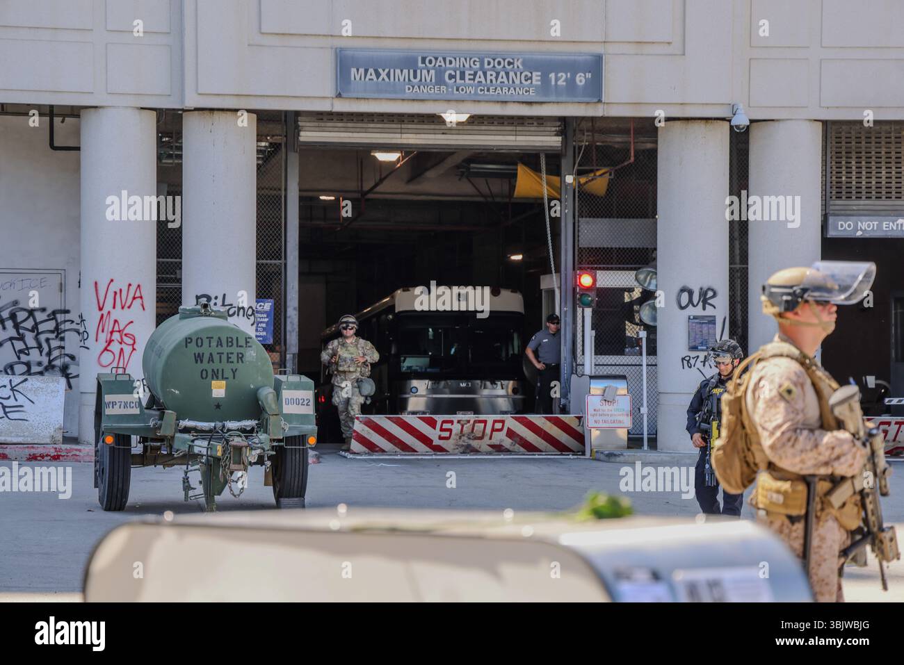 Los Angeles, Ca, USA. 15th June, 2025. US Marines Guard the Edward ...