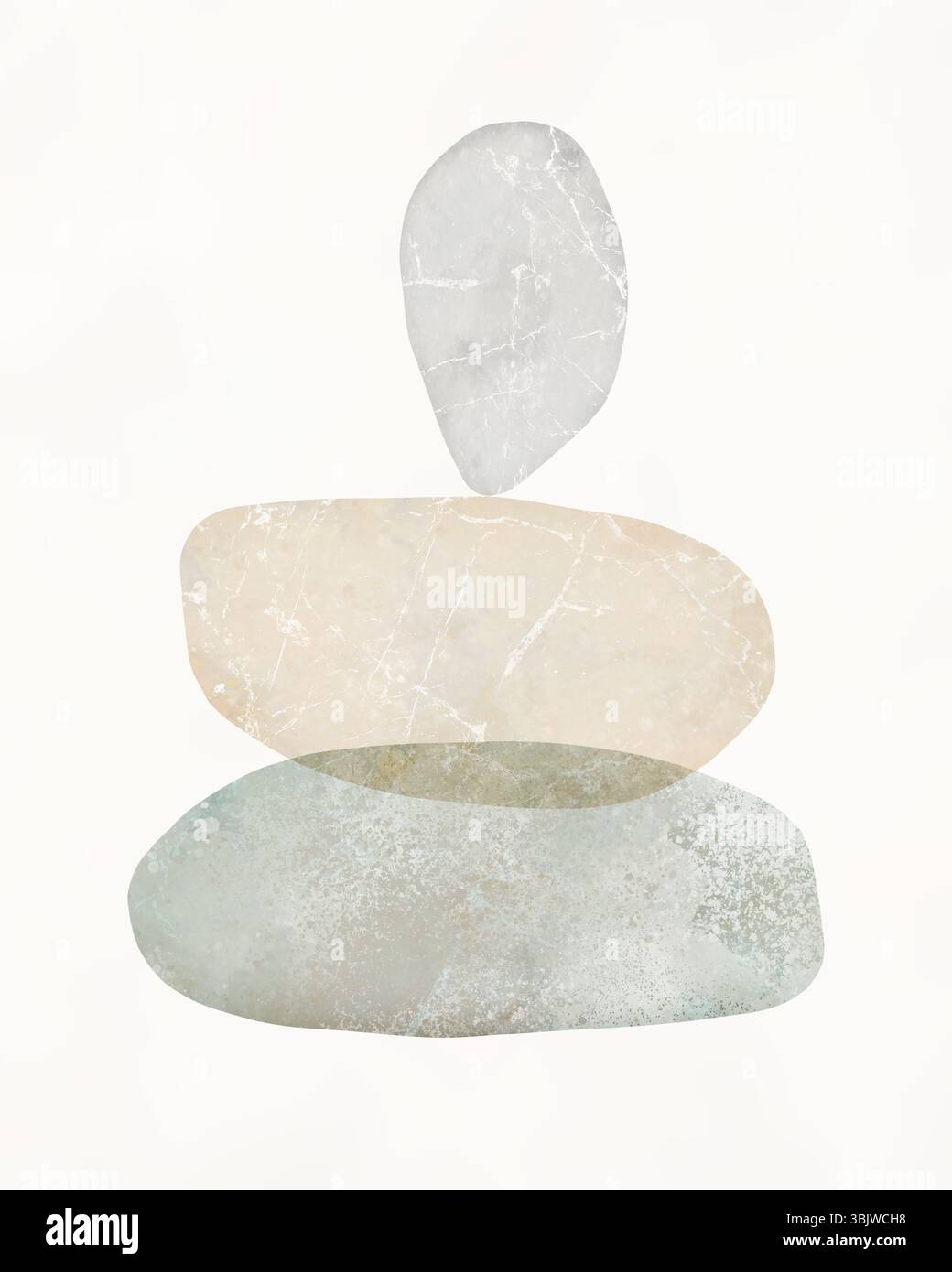 Minimalist Art with Round Stones. Light Ivory and Light Mint Pebbles on ...