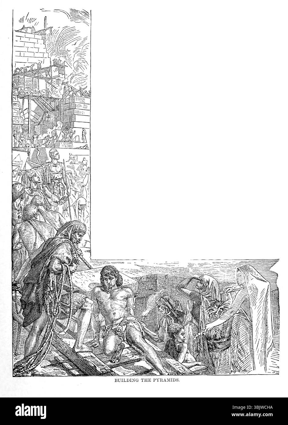 Egyptian slaves building pyramid Black and White Stock Photos & Images ...